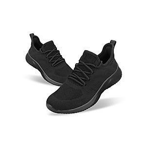 Slip On Sneakers for Women-Fashion Sneakers Walking Shoes Non Slip Lightweight Breathable Mesh Running Shoes Comfortable All Black 8.5