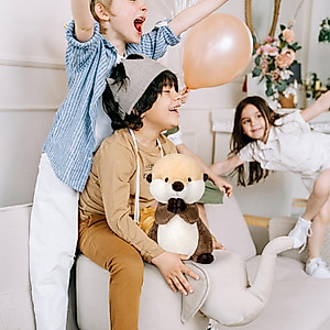 Wanwu World Sea Otter Stuffed Animal 15.7" Cute River Otter Plush Standing River Otter Plush Toy Christmas Birthday Gift for Kids Children Girls Boys