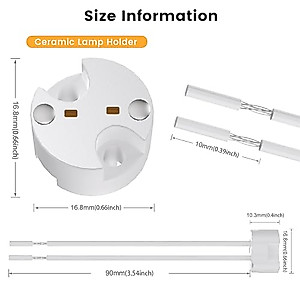 Minpory MR16 G4 GU5.3 Ceramic Bi-Pin Base Socket, MR16, MR11 Halogen Incandescent CFL LED Bulb Holder Wire Connector Socket Adapter 10 Pack