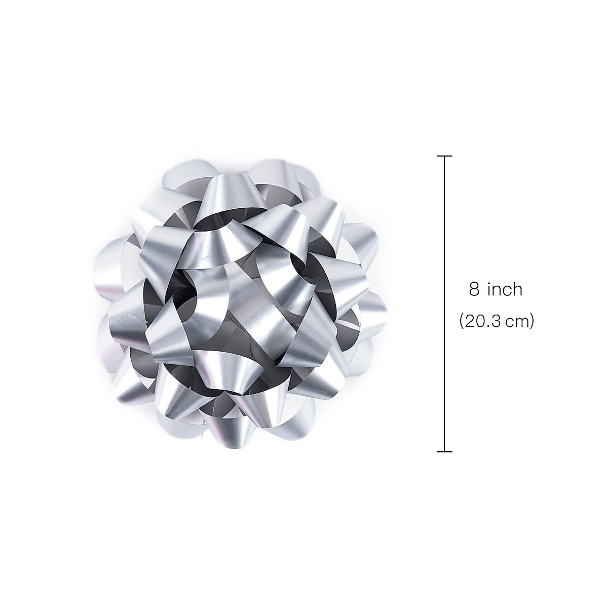 MAYPLUSS 8" Gift Bow, 1 Bows, Matte Silver, Perfect for Birthday, Holiday, Party Favors Decorations