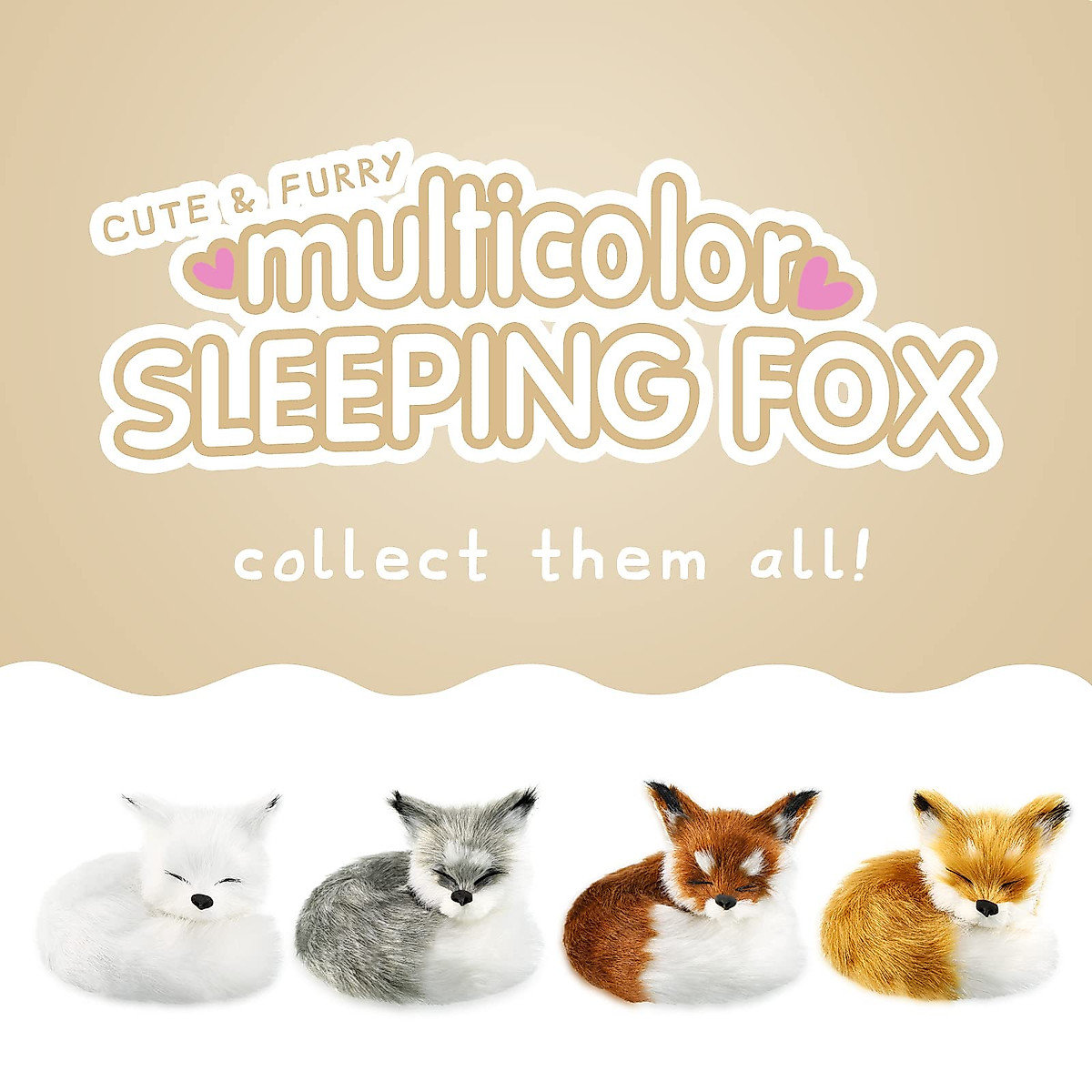 4 Pcs Stuffed Fox Plush Ornament Simulation Furry Fox Decorations Animals Plush Mini Squint Sleeping Plush Static Figures Model for Home Birthday Graduation Favors