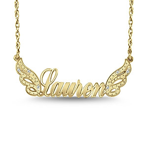 Ayafee Custom Name Necklace Personalized 10K 14K 18K Gold Nameplate Necklace with Birthstone, Custom Any Name Gift for Mother Wife Daughter - Style 19