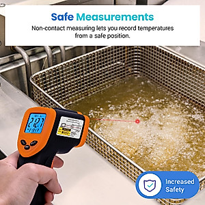 Etekcity Infrared Temperature Thermometer Gun, Laser Food Temp Gun for Pizza Oven, Griddle, Grill, Meat, Candy, Vehicle's Engine, Surface Temp Reader -58°F to 842°F, Orange