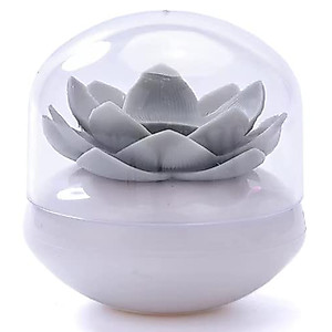 HAOSHOME Lotus Qtip Holder for Cotton Swabs (Gray), 3.58'' X 3.39'' X 3.7''