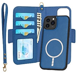 Skycase Case Designed for iPhone 13 Pro Max 5G 6.7’’, Support [Magsafe Charge][2 in 1] Magnetic Detachable Flip Folio Wallet Case with Card Slots for iPhone 13 Pro Max 2021,Navy