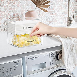 Dryer Sheet Holder, Dryer Sheet Container with Dryer Sheet Label, Acrylic Dryer Sheet Dispenser, Clear Laundry Room Organizer with Laundry Room Labels for Dryer Sheets, Laundry Pods, Dryer Balls