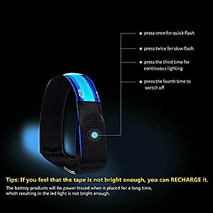 OMKHE Running Light for Runners (2 Pack) Rechargeable LED Armband Reflective Running Gear, LED Light Up Band for Joggers Bikers Walkers(Blue)