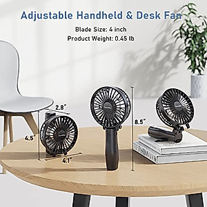FARADAY Personal Hand Held Fan 4800mAh Travel Cooling Fan Powerful Small Portable Fans Rechargeable Battery Operated Desktop Table Fan for Traveling Hiking, 3 Speed, 6-21 Hours,Black