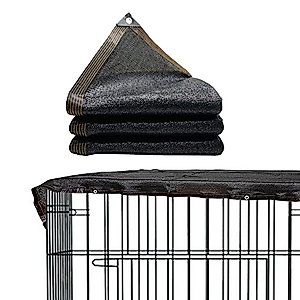 BNOSDM Outdoor Dog Kennel Cover 10 x 10ft Black Mesh Sunblock Shade Cloth for Outside Large Pet Dog Cage Crate Playpen, Garden and Greenhouse Canopy Covers with Grommets