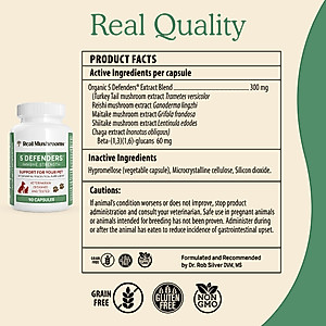 Real Mushrooms Immune Pet Chews (60ct) & 5 Defenders Pet Support (90ct) - Bundle for Immune Strength - Chaga, Shiitake, Reishi, Turkey Tail, Maitake, Ashwagandha, Astragalus & More - Vegan, Non-GMO