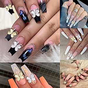 20Pcs Alloy Butterfly Nail Charms 3DMetal Butterfly Nail Gems Nail Rhinestones Shiny Crystal Nail Art Charms Bling Rhinestones Nail Charms For Acrylic Nails DIY Manicure Jewelry Accessories Women Nail Decoration Supplies