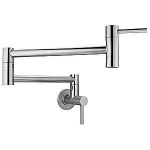 Geyser GF46-S Andorra Series Stainless Steel Wall Mount Two Handle Pot Filler Faucet (Brushed Stainless Steel Finish)