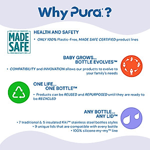Pura Kiki Bottle Short Silicone Sleeves - Plastic-Free, Medical Grade, NonToxic, MadeSafe Certified | Adds Grip, Non-Slip, Removable | Provides Insulation for Hot & Cold Liquids | Pink