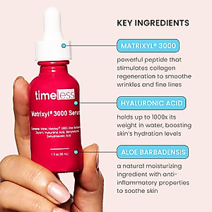 Timeless Skin Care Matrixyl 3000 Serum - Personal Care Face Serum Supports Hydration - Matrixyl Serum with Hyaluronic Acid - Fragrance-Free Serum for Skin Care - 1 oz