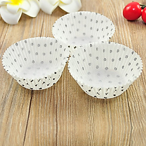 100 PCS Premium White Standard Cupcake Liners Grease-Proof Black Polka Dots