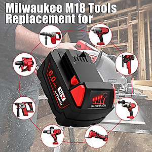 KIGWOF 4 Packs 18V 6.0Ah Battery Replacement for Milwaukee M18 Battery Compatible with M18 Milwaukee XC Lithium-Ion Battery 48-11-1850 48-11-1852 48-11-1840 48-11-1860 Cordless Tools