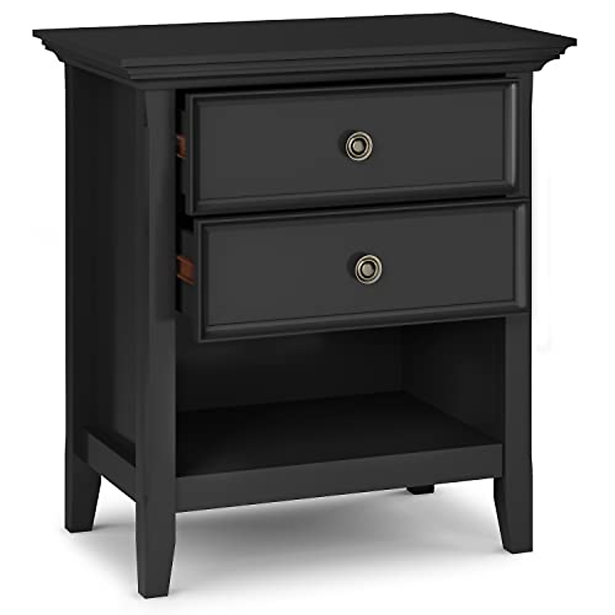 SIMPLIHOME Amherst SOLID WOOD 24 Inch Wide Traditional Bedside Nightstand Table in Black, For the Living Room and Bedroom