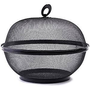 Juvale 2 Pack Black Mesh Fruit Baskets with Lids for Fruits, Restaurant Kitchen Produce Containers (10 In)