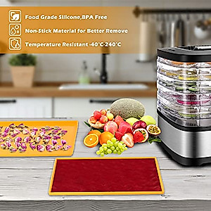 4PCS Silicone Dehydrator Sheets Dehydrator Mats with Edge for Fruit Leather Liquid Fruits Meat Vegetables Herbs,Avkast Non-stick Dehydrator Trays with Silicone Scraper Compatible with Cosori CP267-FD