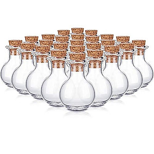 30 Pieces 0.9 x 0.6 inches Mini Glass Bottles Clear Drifting Bottles Small Wishing Bottles with Cork Stoppers for Wedding Birthday Party DIY Crafts Supplies