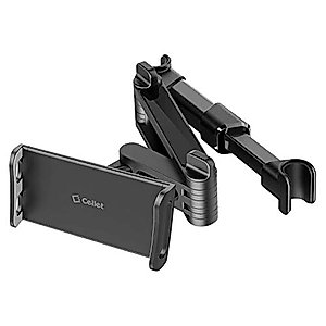 Cellet Dual Adjustable Phone Holder & Tablet Mount for Car Back Seat Headrest Compatible with Apple iPad, Air, Pro, Mini, iPhone 14 Pro Max Plus 13 Samsung Galaxy, Google Pixel, Moto