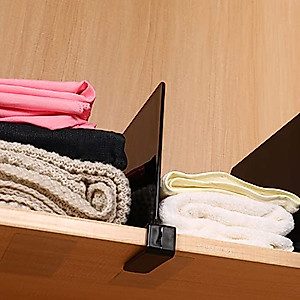 Sooyee 8 Pack Black Acrylic Shelf Dividers, Perfect Perfect for Closets Kitchen Bedroom Shelving Organization to Organize Clothes Closet Shelves, Books,Towels and Hats, Purses Separators