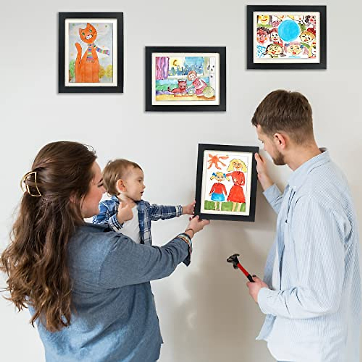 LOMILD 2-Pack Kids Artwork Frames Changeable, 8.5x11 Kids Art Frames in Balck, Front Opening with Acrylic Sheet, Great for Children Art Projects, Art Display Storage, Holds 50 PCS Pictures