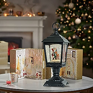 Eldnacele Christmas Musical Snow Globe Lantern Santa with 6H Timer, USB/Battery Operated Lighted Water Glittering Lantern for Adults and Kids Christmas Table Centerpiece Decoration