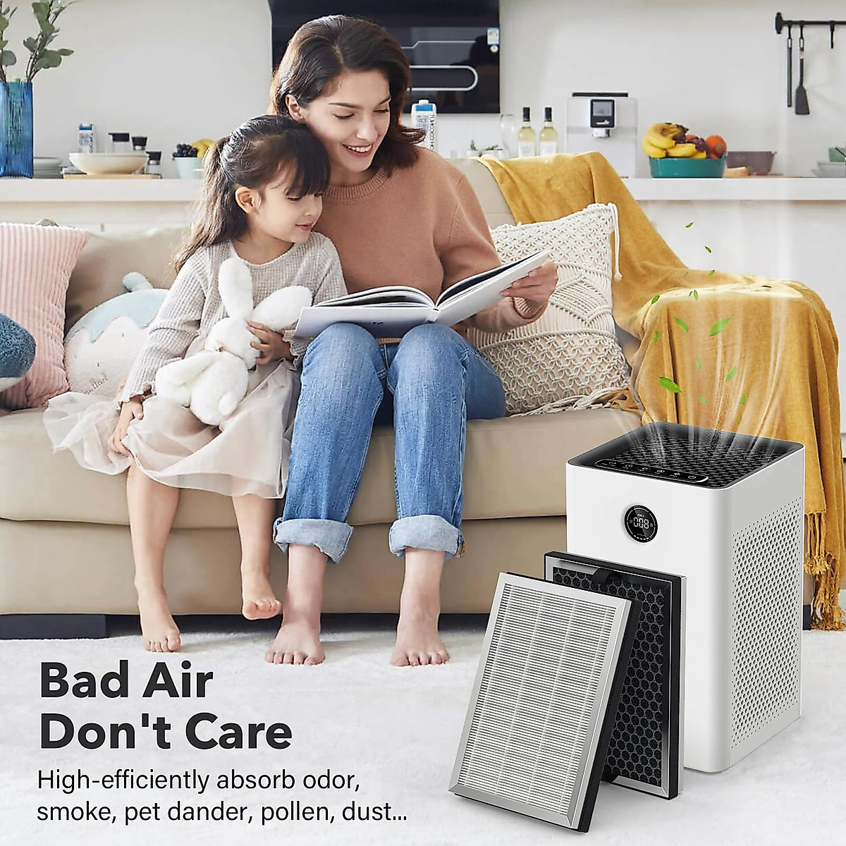 FMDZFL JF260 Replacement Filer, 3-in-1 True HEPA Filter for JF260 Air Puri-fier, Part Number JF260-RF, 4 Pack