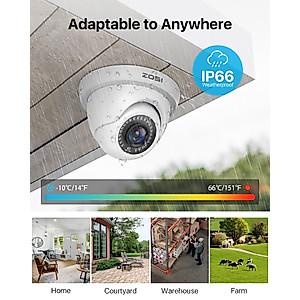 ZOSI 1080P H.265+ Home Security Camera System,5MP Lite 8 Channel Surveillance DVR and 8 x 1080p Weatherproof CCTV Dome Camera Outdoor Indoor with 80ft Night Vision, Remote Access (No Hard Drive)