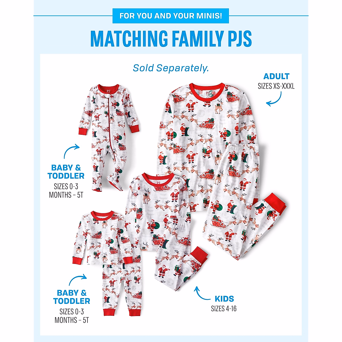 The Children's Place Group 1-Family Matching, Christmas Pajama Sets, Cotton, Santa Sleds