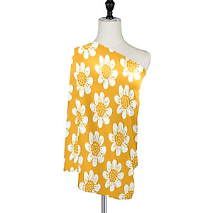 Nursing Cover Breastfeeding Scarf, Tropical Yellow Sunflower Car Seat Covers for Babies Infant Stretchy Soft Breathable Infant Stroller Cover, Carseat Canopy for Girls Boys
