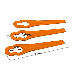 HIN 100 PCS PlasticGrass Trimmer Blade Weed Trimmer Blade 3.3" Plastic Cutters Blades Blade Suitable for STIHL polycut 2-2 FSA 45 Lawn Mower Trimmer Garden Lawn Mower Replacement Accessories Tool