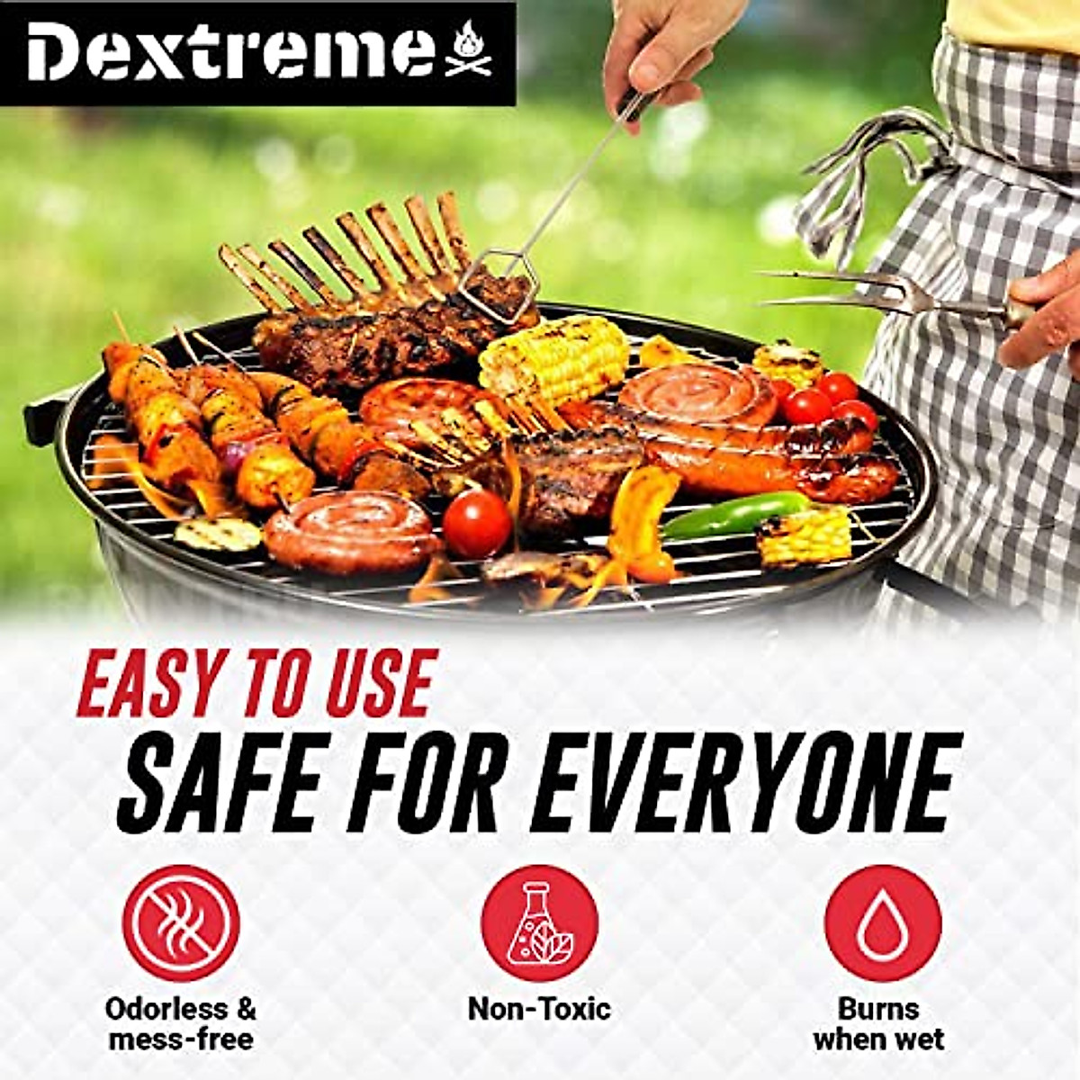 Dextreme Fire Starter Pack of 144/48 Natural Fire Starters Cubes for Wood Stoves, Campfires, BBQ, Grill Pit, Fireplace, Charcoal, Smokers and Camping - Easy to Ignite and Non Toxic… (48 Squares)