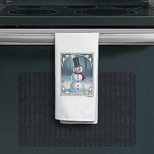 Snowman Christmas Decoration Classic Winter Scene Snowman Decorative Kitchen Tea Towel White