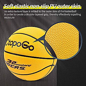 CtopoGo Basketball 29.5" PU Leather Street Basketballs Streetball for Indoor Outdoor Games, Official Size 7 Basketballs Training/Match Basketball (Yellow)