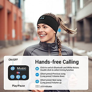 Yontune Sleep Headphones Wireless Bluetooth - Sleep Headphones with White Noise and Ultra-Thin HD Speakers Bluetooth Headband for Sleeping Workout Insomnia Meditation Great Tech Gifts (Black)