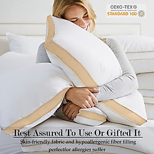 mislili Pillows King Size Set of 2, Cooling Luxury Hotel Pillows for Bed Sleeping Side Back Stomach Sleepers, Breathable Down Alternative Filling Gusseted Pillow Soft & Supportive