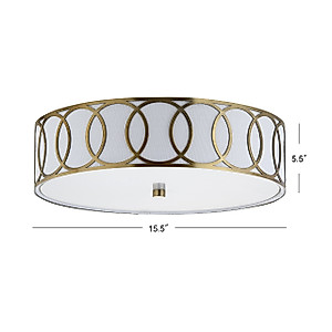 JONATHAN Y JYL3503A Aubrey 3-Light 15.5" Metal LED Flush Mount Contemporary,Transitional Dimmable, 2700K Cozy Warm Light, for Kitchen,Hallway,Bathroom,Stairwell, Brass Gold