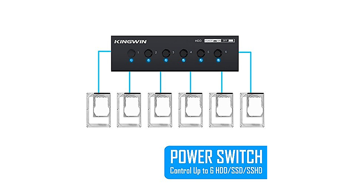 Kingwin HDD Power Switch Module for SATA Drives | Control Up to 6 HDDs