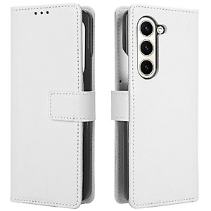 Elubugod Compatible with Samsung Galaxy Z Fold 5 Leather Case Cover,PU Leather flip Cover Compatible with Samsung SM-F946U1 Galaxy Z Fold5 / SM-F946B/DS SM-F946N SM-F946W Case Cover White