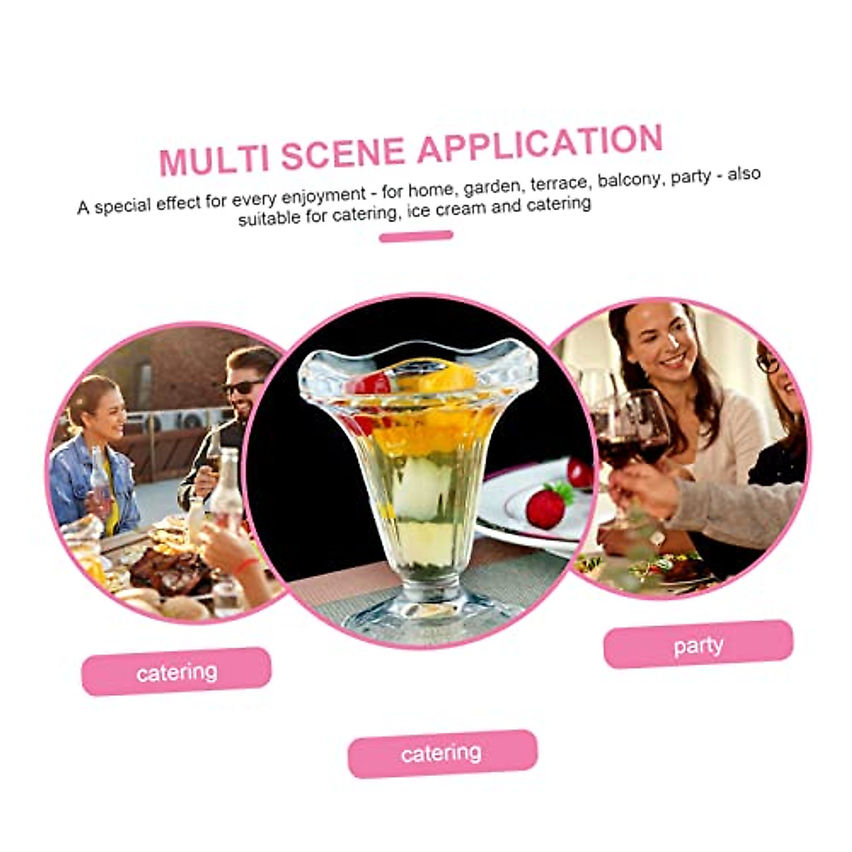 FELTECHELECTR Ice Cream Cup Cups for Clear Glass Cups Clear Dessert Plates Yogurt Dessert Cups Snack Cup Ice Cream Bowls Ice Cream Glasses Glass Ice Cream Dishes Footed Dessert Bowl