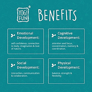 YOGi FUN Kids Yoga Cards Kit with Illustrations, Rhyming Poems, Birthday Activity and 2 DIY Dice