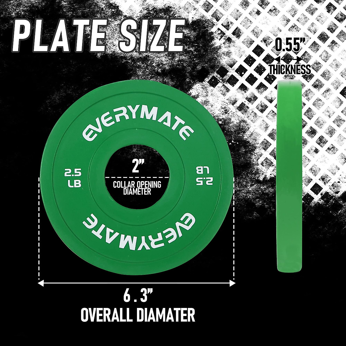 EVERYMATE Change Weight Plates 2.5LB Fractional Plate Olympic Bumper Plates for Cross Training and Olympic Weightlifting, 2.5LB Weights Plates Set