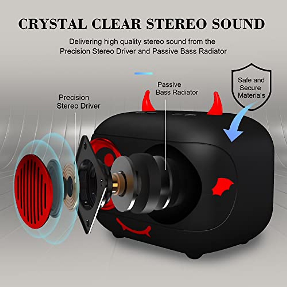 ENUOSUMA Kids Bluetooth Speaker, Cute Bluetooth Speaker, Helloween Devil Small Bluetooth Speakers with Loud Stereo Sound, Little Cute Speakers Support TF Card/Aux/MIC, for Kids Boys Girls Teens, BS29