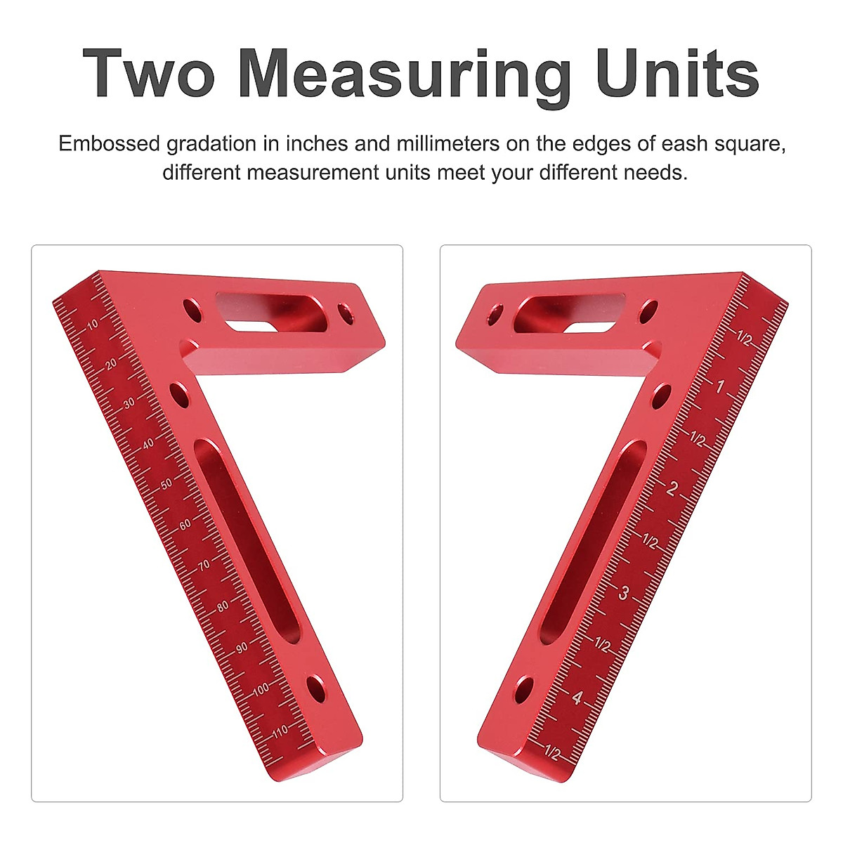 Mocoum Aluminium Alloy 90 Degree Positioning Squares 4.7" x 4.7"(12x12cm) Right Angle Clamps Woodworking Carpenter Tool Corner Clamping Square for Picture Frame Box Cabinets Drawers