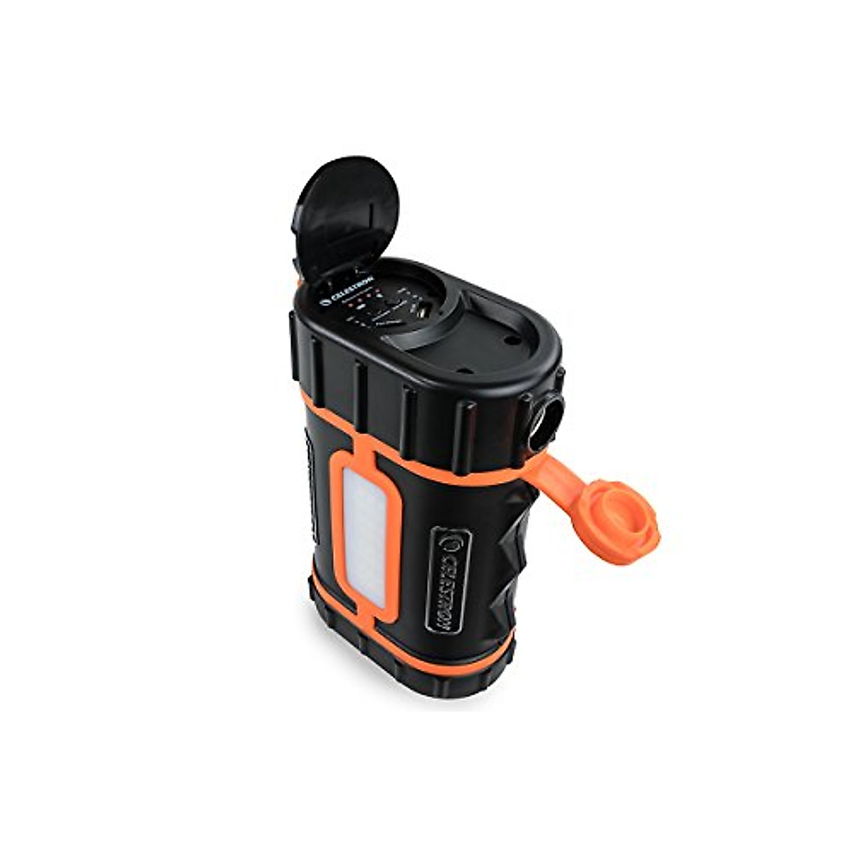 Celestron - PowerTank Lithium Pro Telescope Battery – Rechargeable Portable 12V Power Supply for Computerized Telescopes – 17 hour capacity/ 158.74Wh - Red/White LED Light - 2 USB Ports, Black(18768)