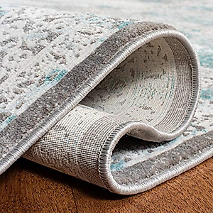 SAFAVIEH Passion Collection Accent Rug - 2'2" x 4', Turquoise & Ivory, Vintage Distressed Design, Non-Shedding & Easy Care, Ideal for High Traffic Areas in Entryway, Living Room, Bedroom (PAS401B)