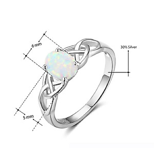 HUKQBUNX 925 Sterling Silver Oval Moonstone Celtic Trinity Diamond Inlaid Women's Personalized gem Ring Size 6-10 (Size 10)