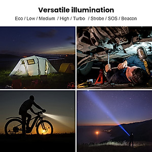 sofirn SP35T Tactical Flashlight, 3800 Lumens Super Bright Pocket LED Flashlight Rechargeable with Dual Switch, IPX8 Water Resistance, EDC Flashlight for Camping, Hiking, Emergency